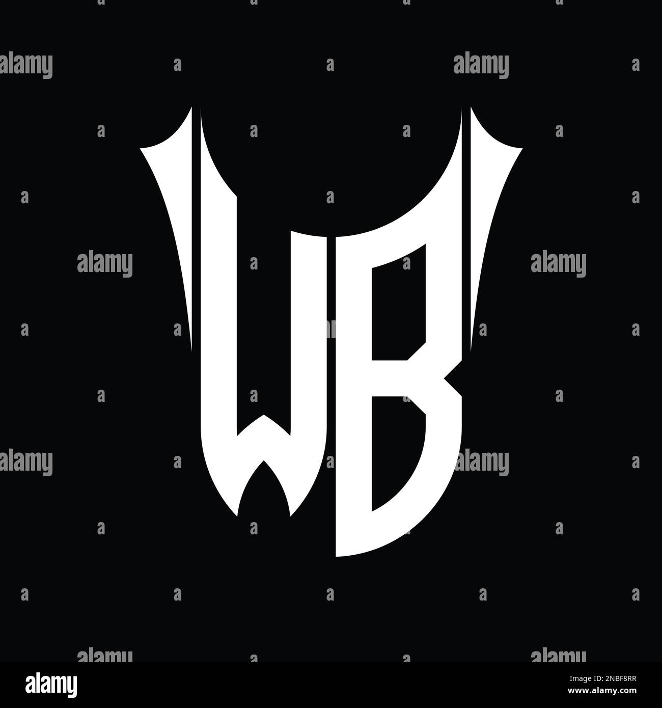 WB Logo monogram shield sharp half round shape vector images design ...