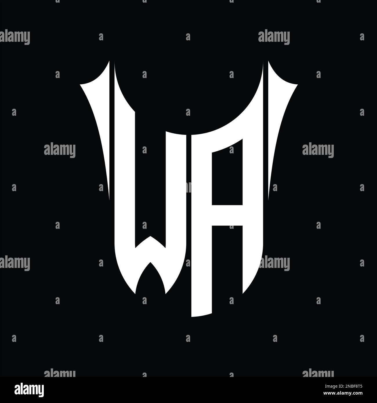 WA Logo monogram shield sharp half round shape vector images design ...