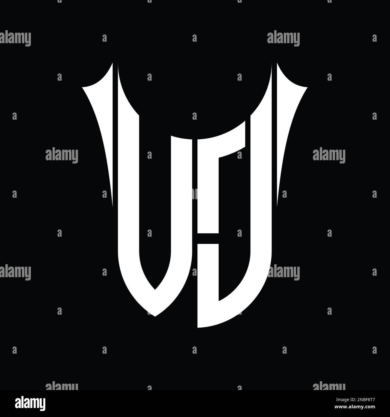 VJ Logo monogram shield sharp half round shape vector images design ...