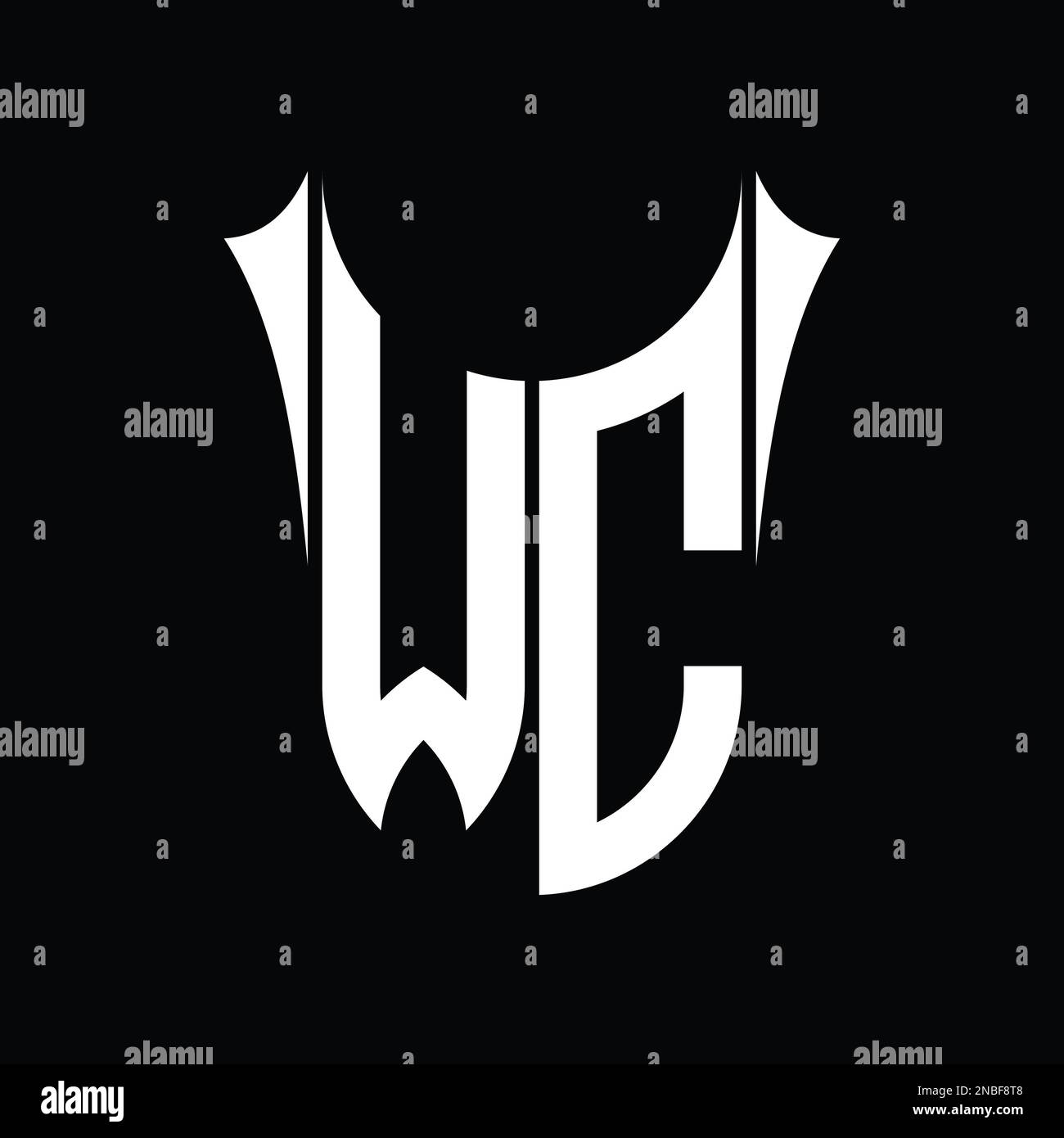 WC Logo monogram shield sharp half round shape vector images design ...