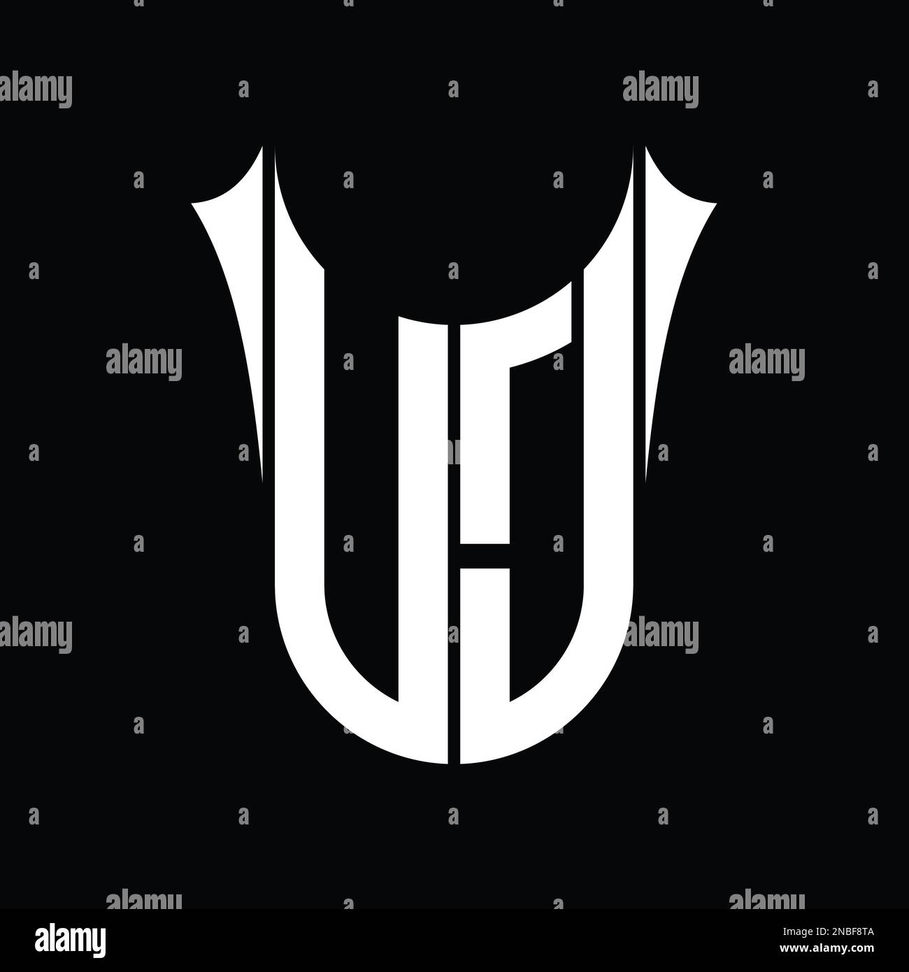 UJ Logo monogram shield sharp half round shape vector images design ...