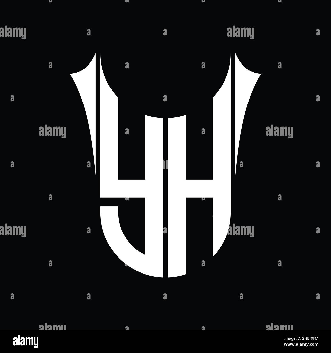 YH Logo monogram shield sharp half round shape vector images design ...