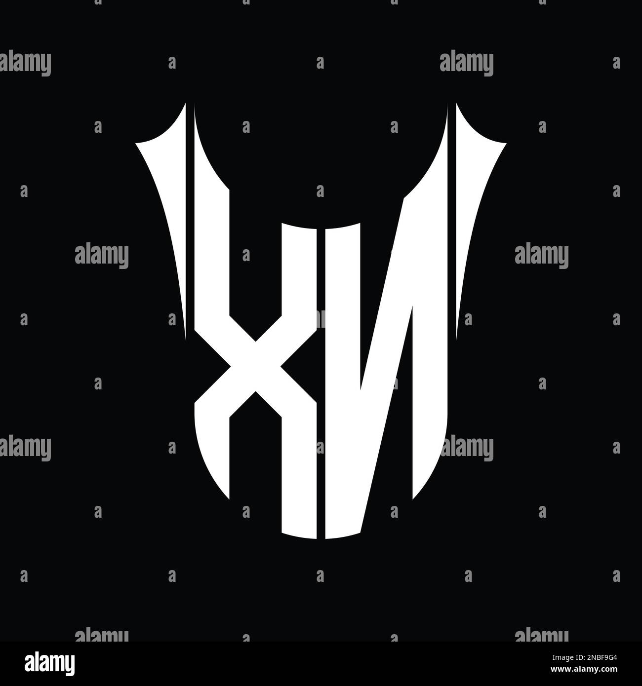 XN Logo monogram shield sharp half round shape vector images design ...
