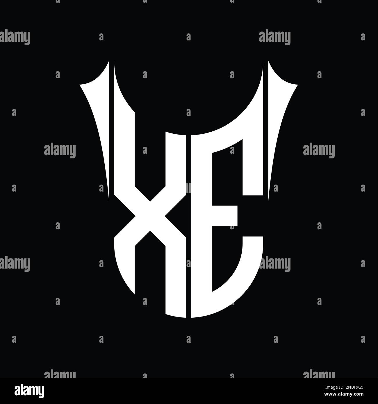 XE Logo monogram shield sharp half round shape vector images design template Stock Photo - Alamy