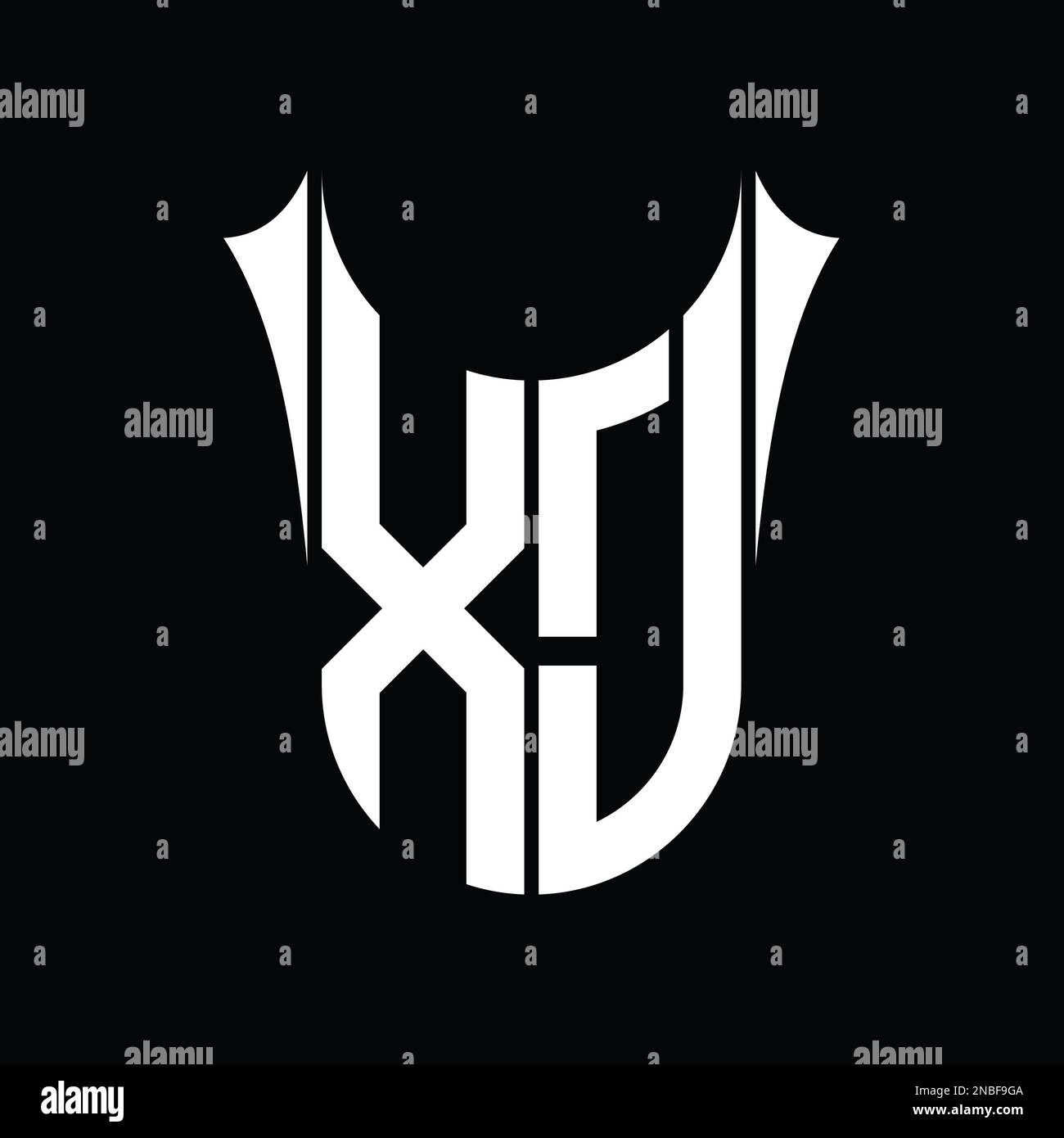 XJ Logo monogram shield sharp half round shape vector images design template Stock Photo - Alamy