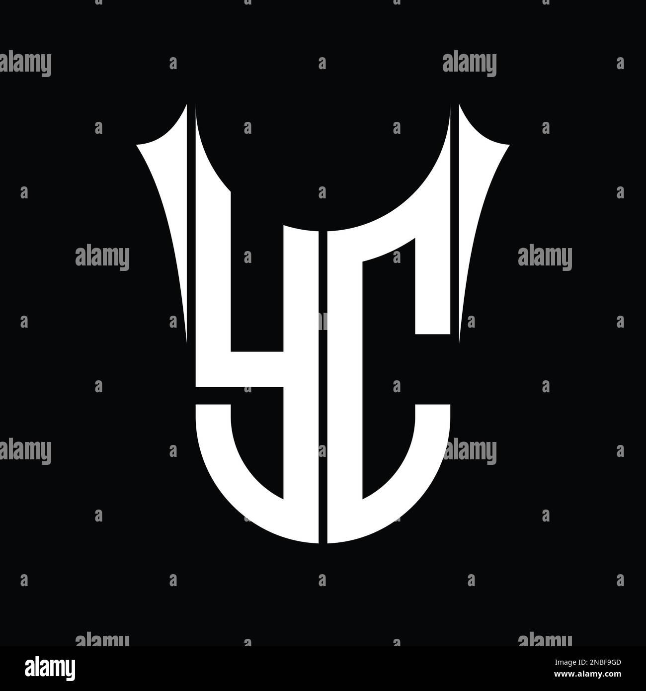 YC Logo monogram shield sharp half round shape vector images design template Stock Photo - Alamy
