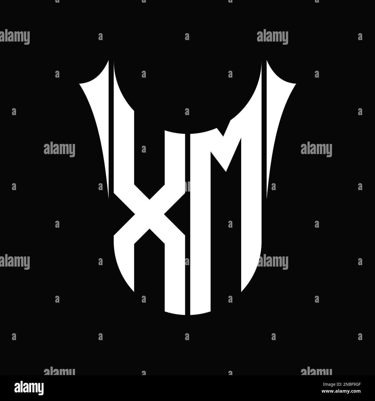 XM Logo monogram shield sharp half round shape vector images design ...