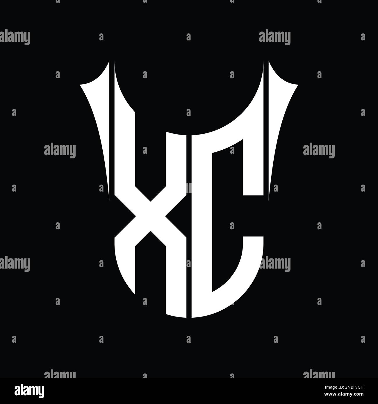 XC Logo monogram shield sharp half round shape vector images design ...