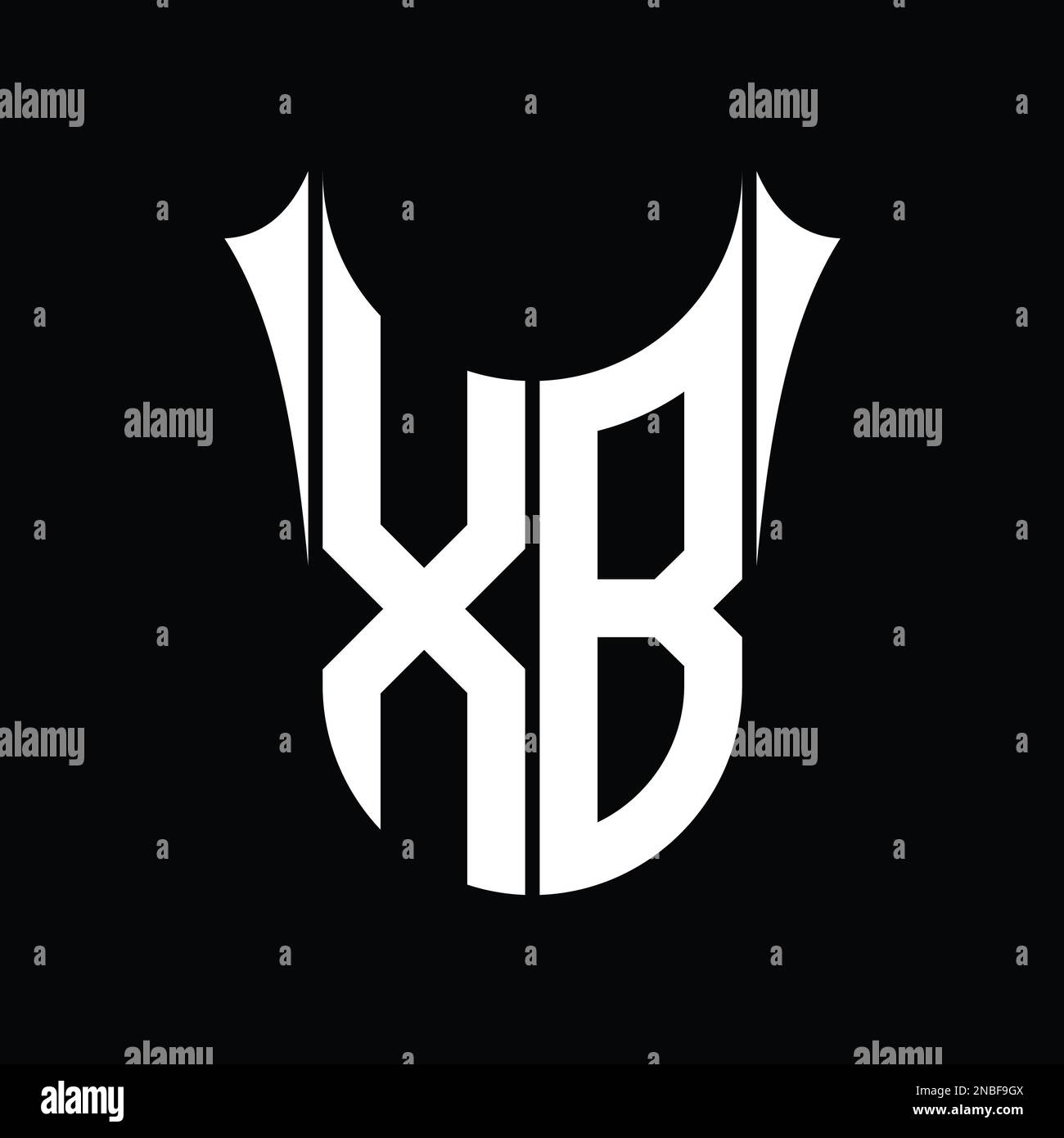 XB Logo monogram shield sharp half round shape vector images design ...