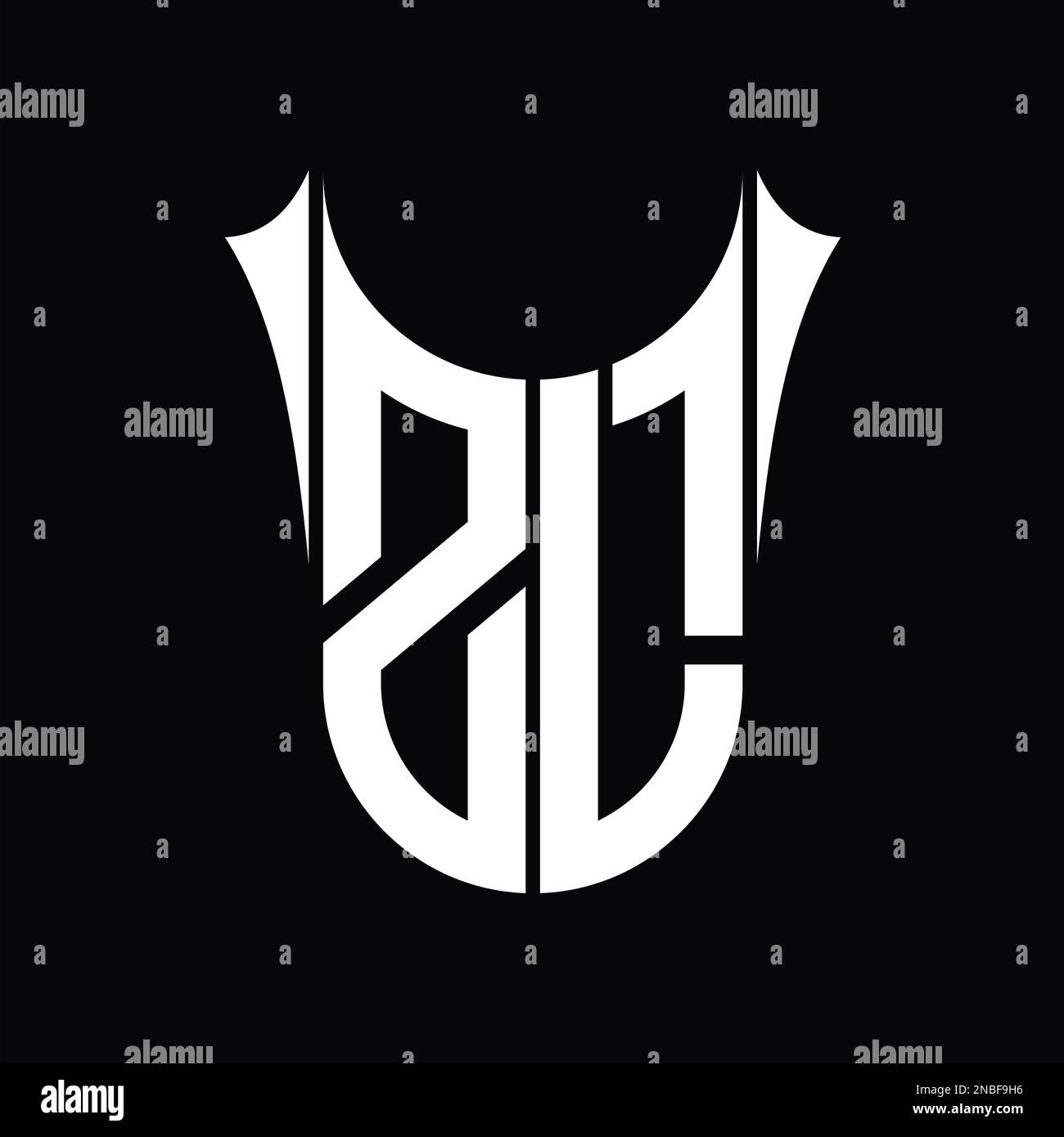 ZL Logo monogram shield sharp half round shape vector images design template Stock Photo - Alamy