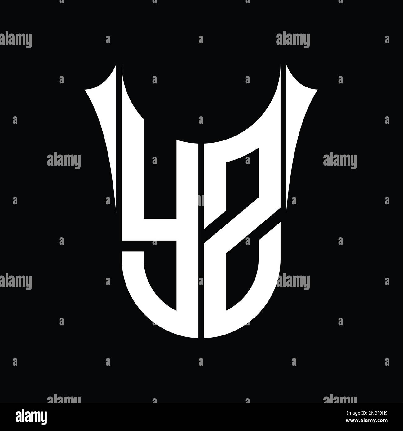 YZ Logo monogram shield sharp half round shape vector images design template Stock Photo - Alamy