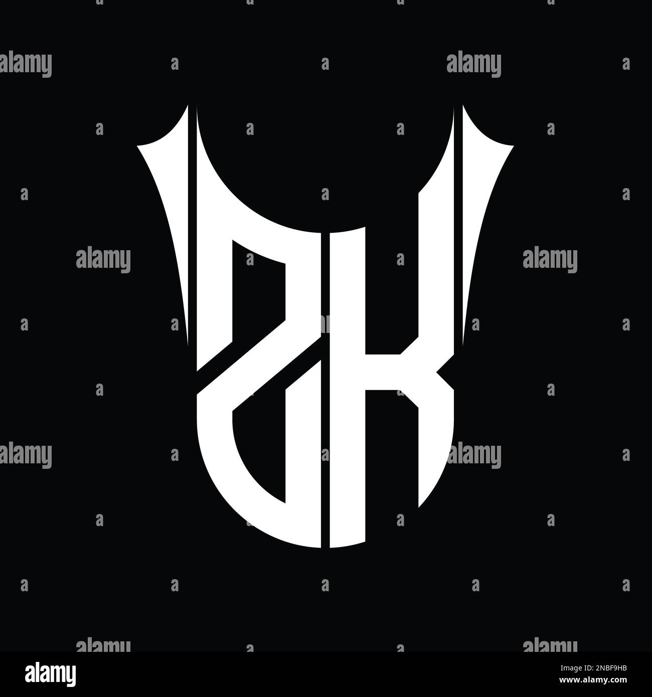 ZK Logo monogram shield sharp half round shape vector images design template Stock Photo - Alamy