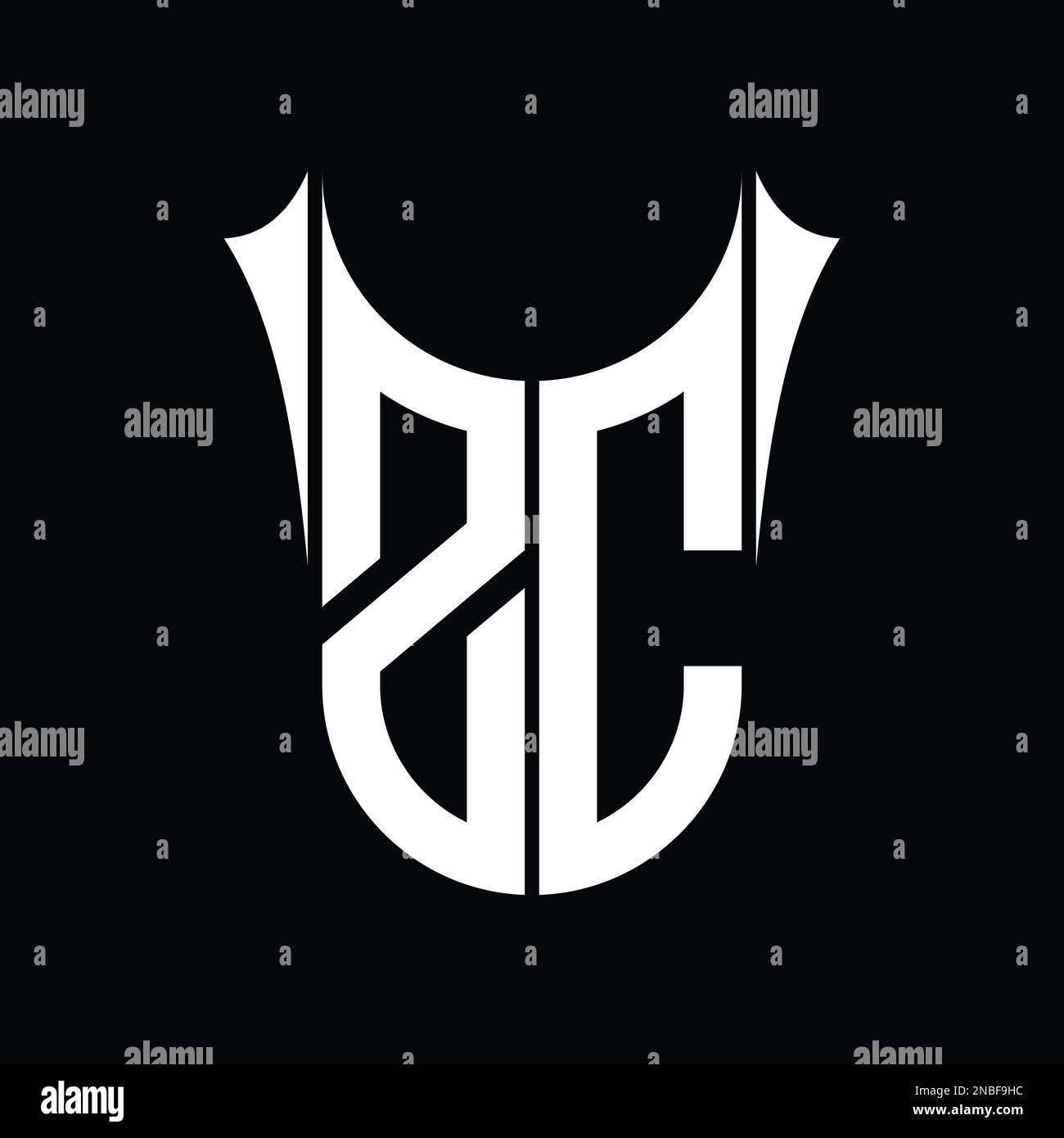 ZC Logo monogram shield sharp half round shape vector images design template Stock Photo - Alamy