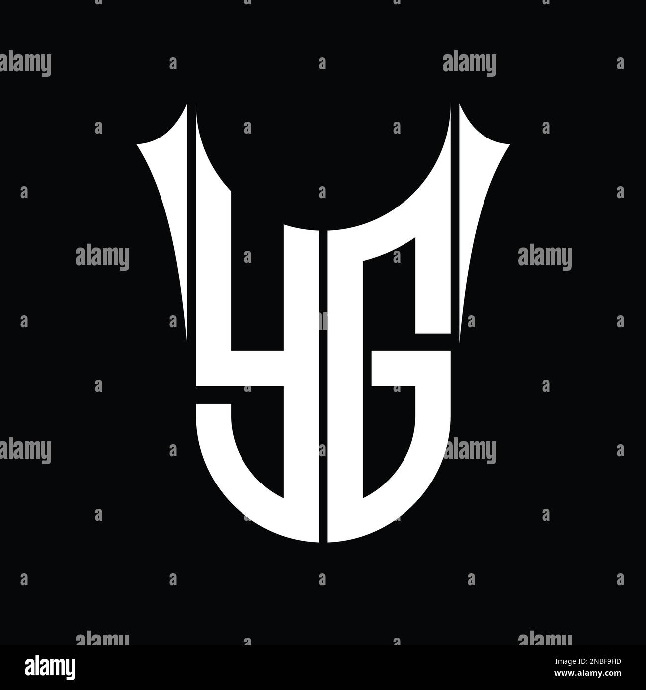 YG Logo monogram shield sharp half round shape vector images design ...