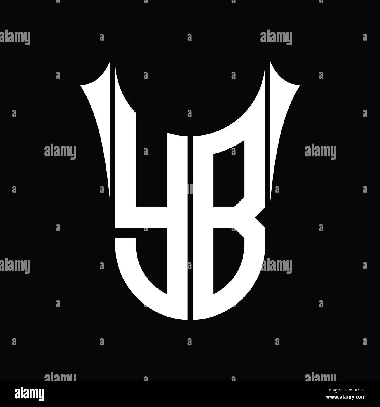 YB Logo monogram shield sharp half round shape vector images design ...