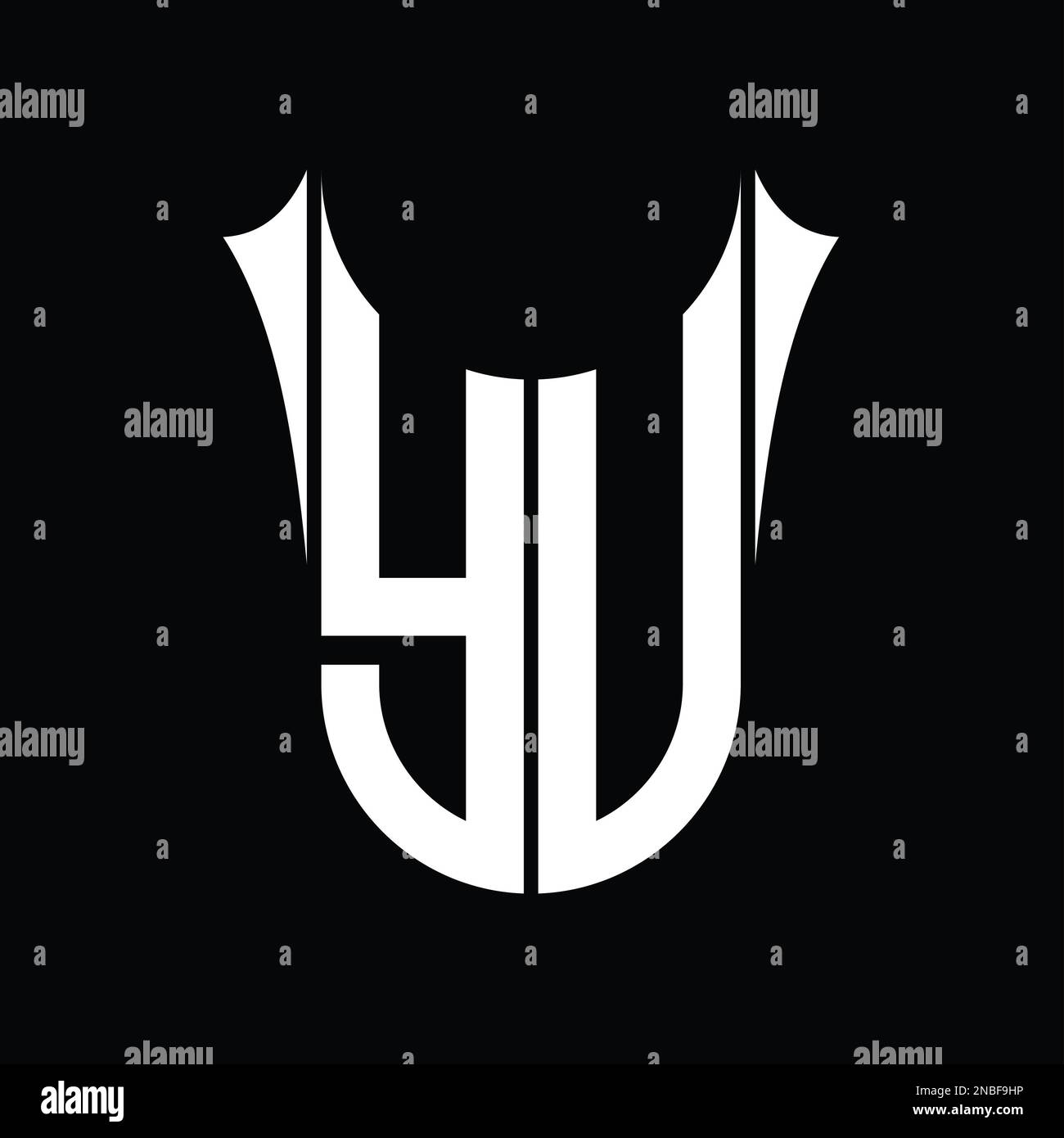 YU Logo monogram shield sharp half round shape vector images design ...