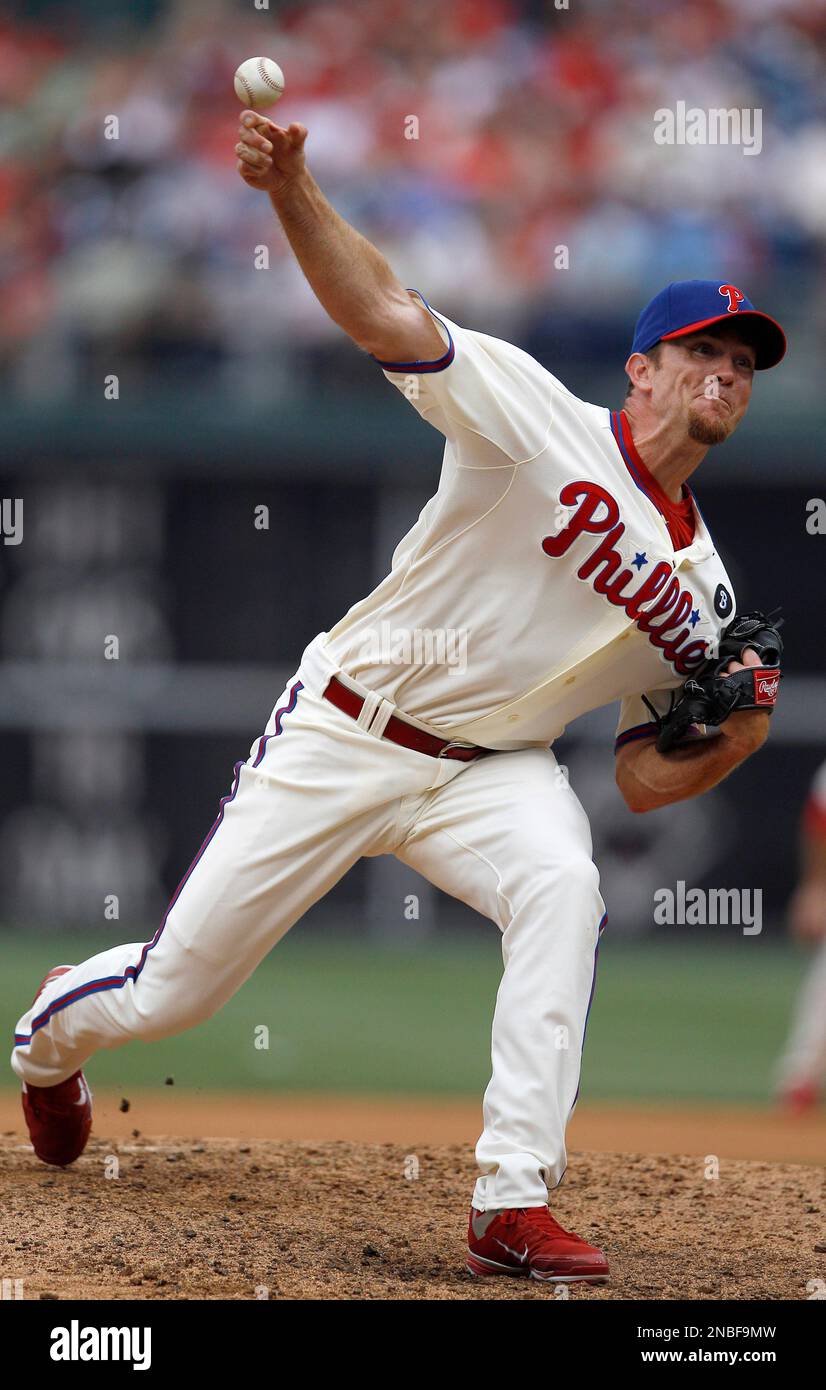 Philadelphia Phillies' Brad Lidge pitches in the seveth inning of a ...