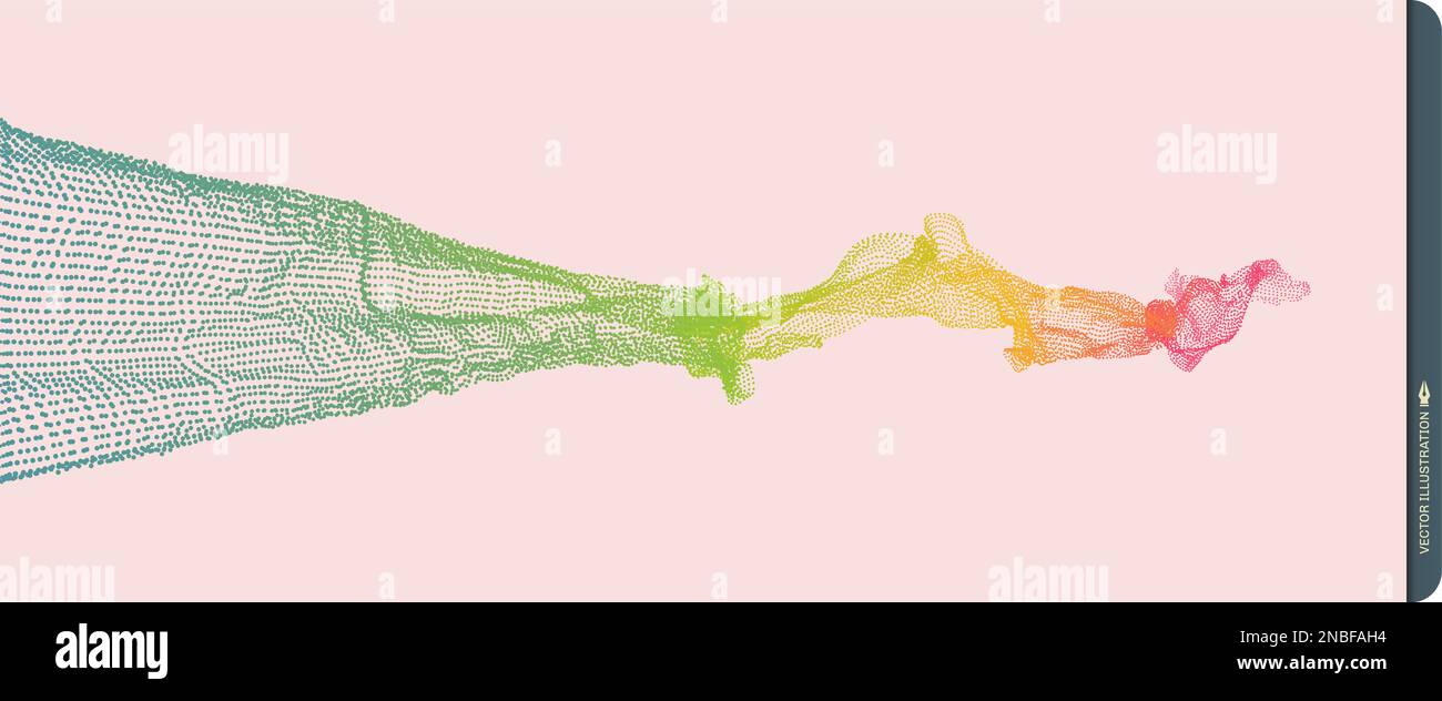 Array with dynamic emitted particles. Water splash imitation. Abstract ...