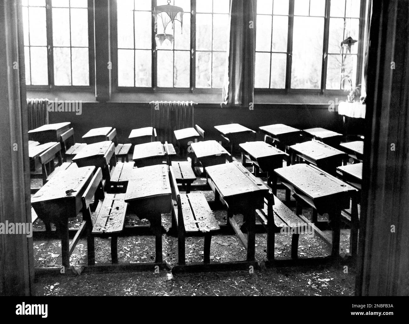 No school today sign was posted on the door of Nancy school building on ...