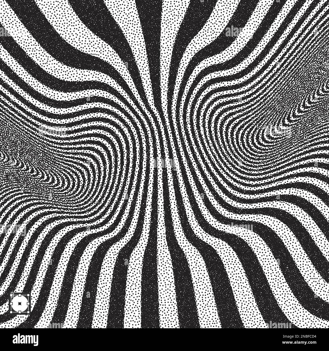 Abstract 3D geometrical background. Black and white grainy dotwork ...