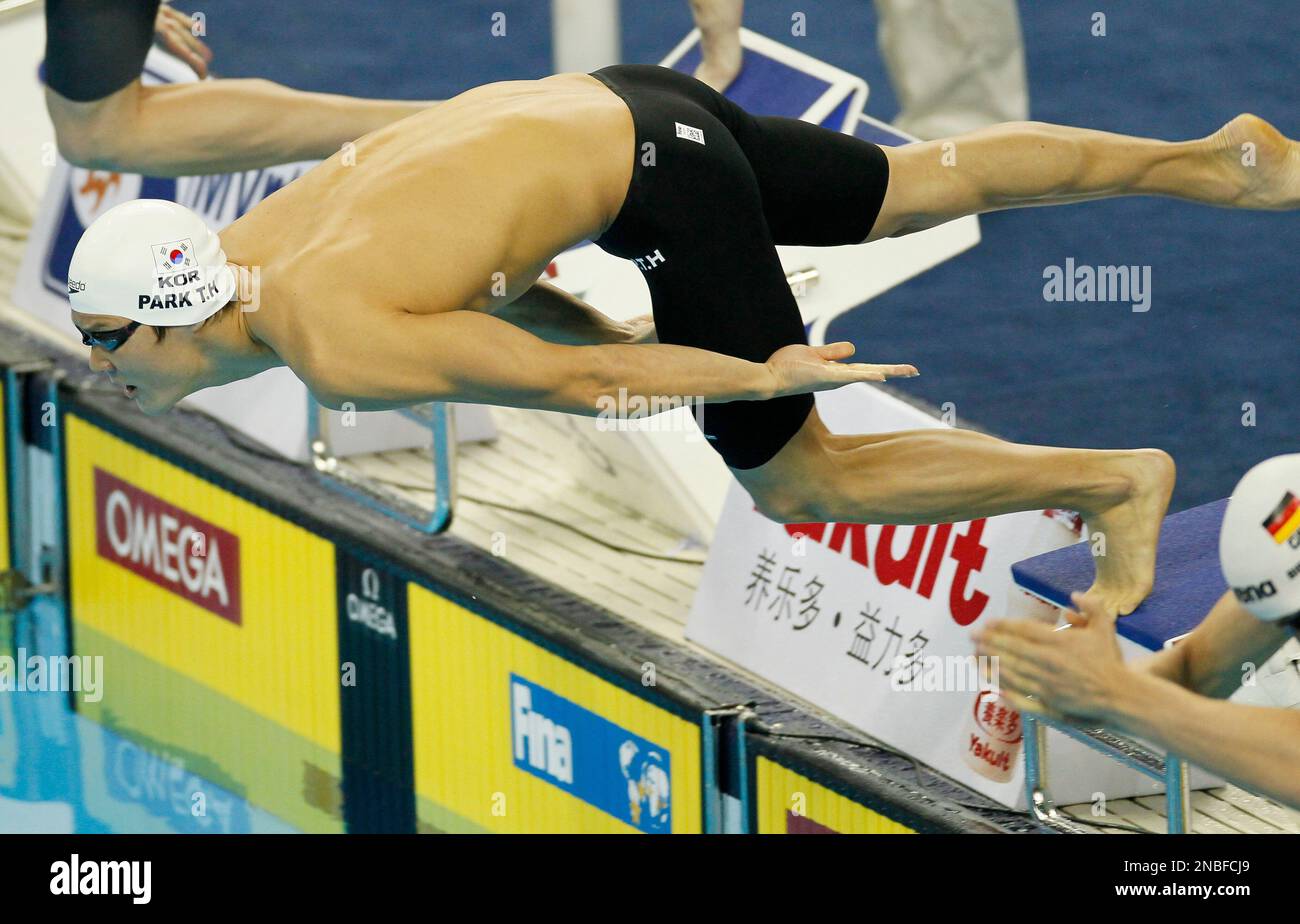 South Korea's Park Tae-hwan starts his race in the men's 200m Freestyle ...