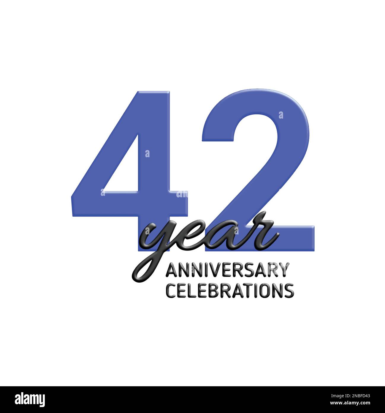 42th Anniversary Celebration Logo Design Vector Festive Illustration Realistic 3d Sign Party