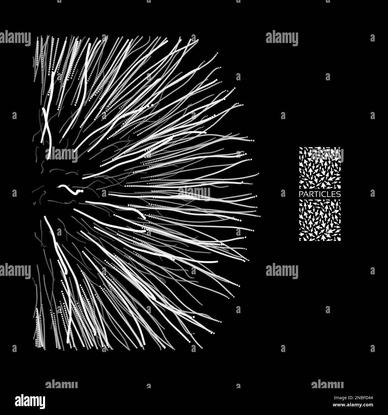 Array with dynamic particles. 3d futuristic technology style. Abstract ...