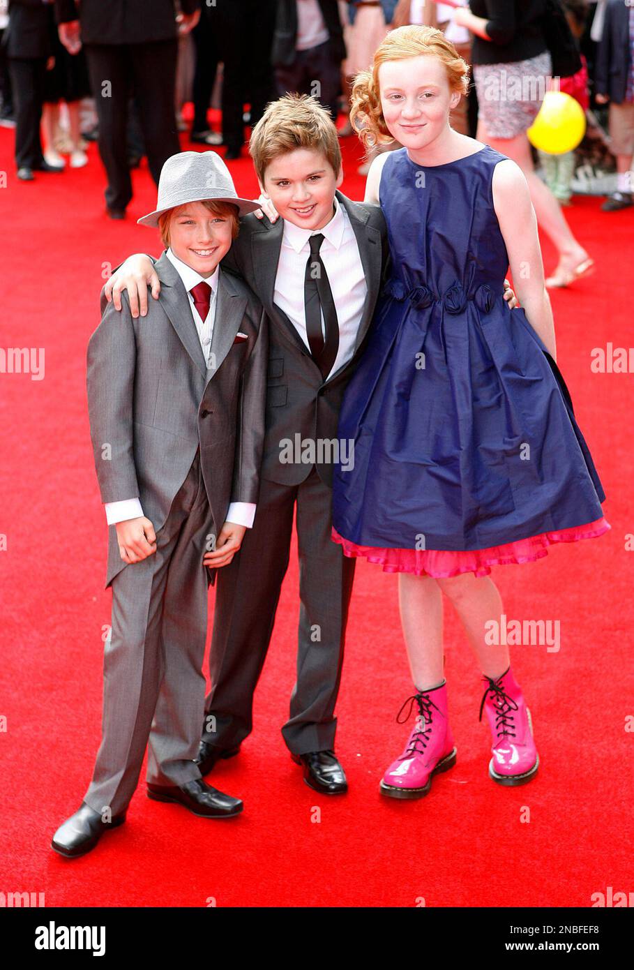 Cast members Theo Stevenson, center, Scarlett Stitt, right, and Ross ...