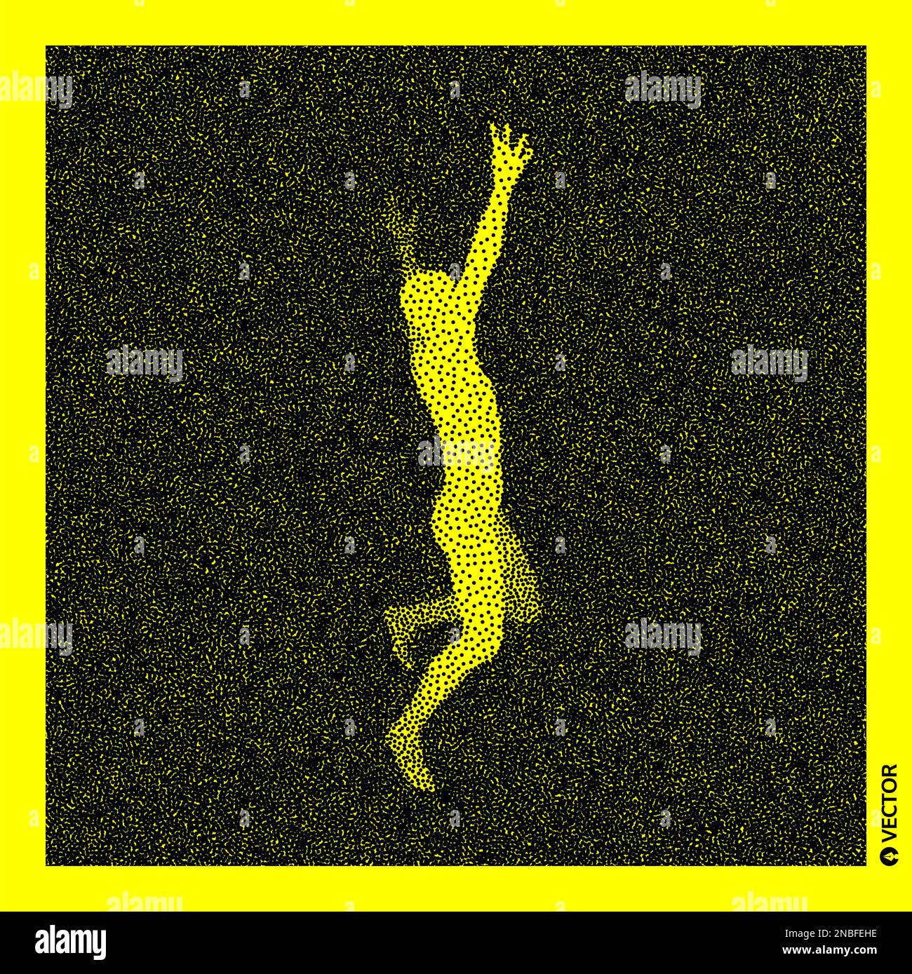 Running man. 3D Human Body Model. Black and yellow grainy design ...