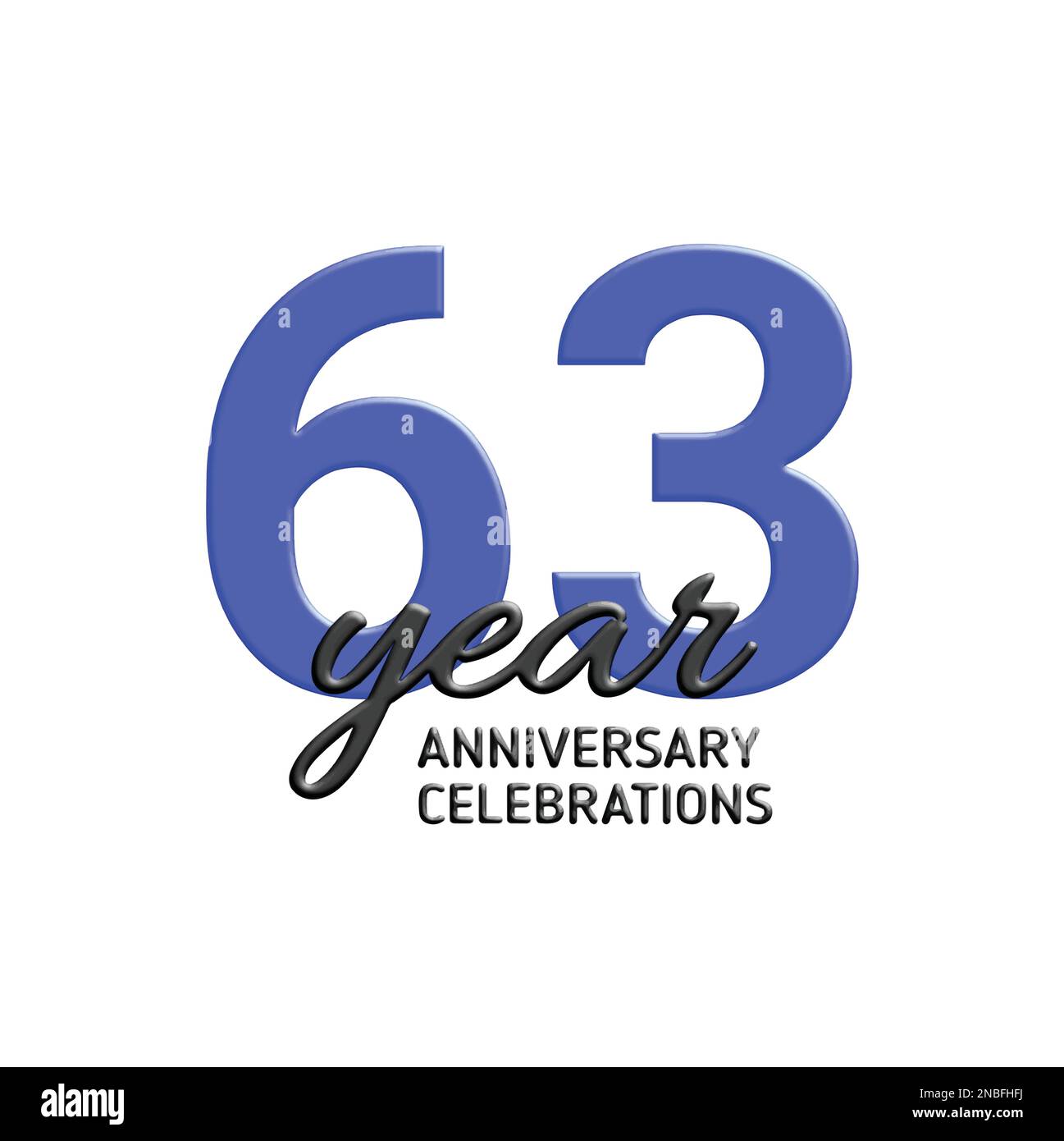 63th anniversary celebration logo design. Vector festive illustration. Realistic 3d sign. Party ...