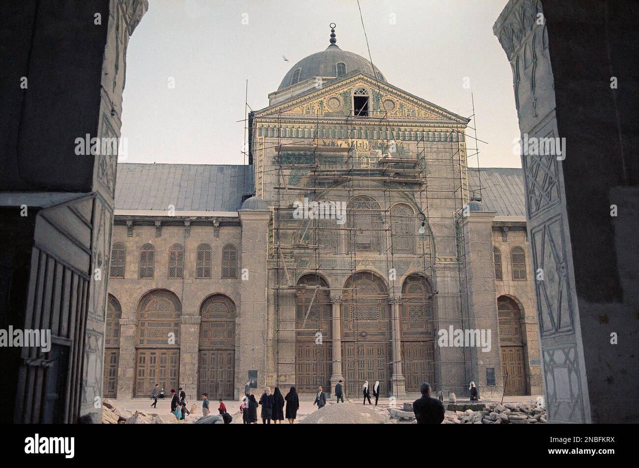 Devout Muslims stroll around the courtyard of the 1,000-year-old Omayad ...