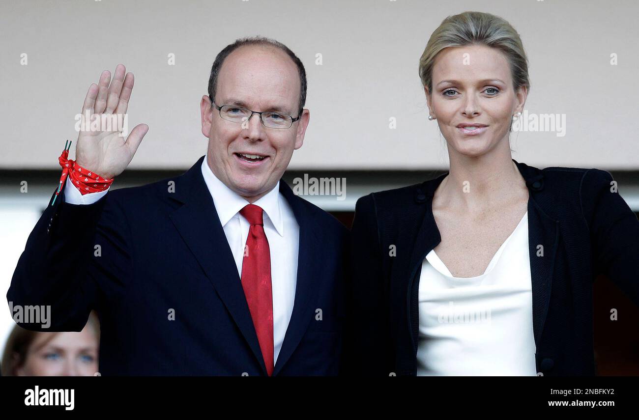 Prince Albert of Monaco and Princess Charlene of Monaco are seen during ...