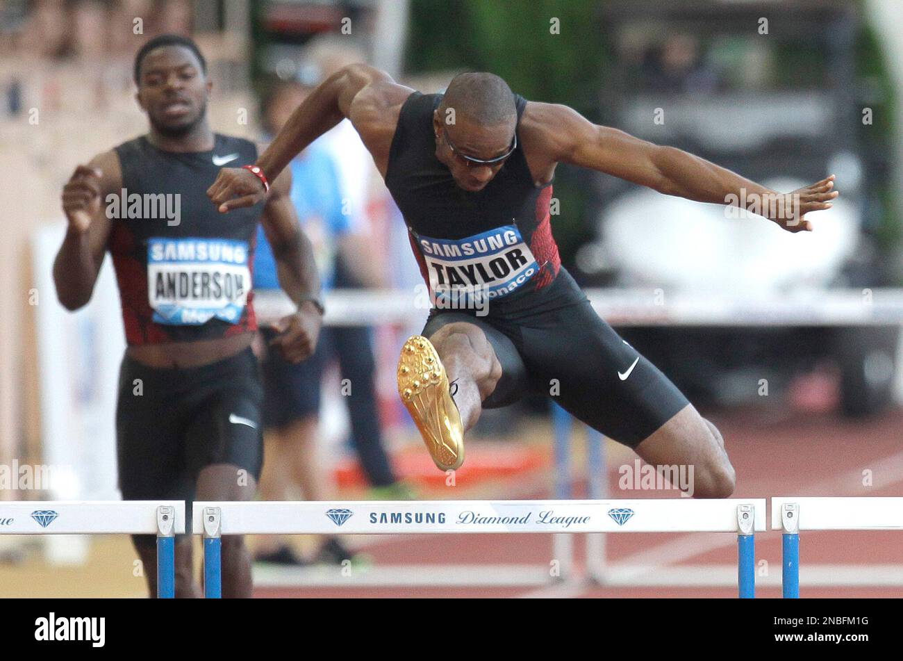 USA's Angelo Taylor wins the 400m hurdles men at the Herculis ...