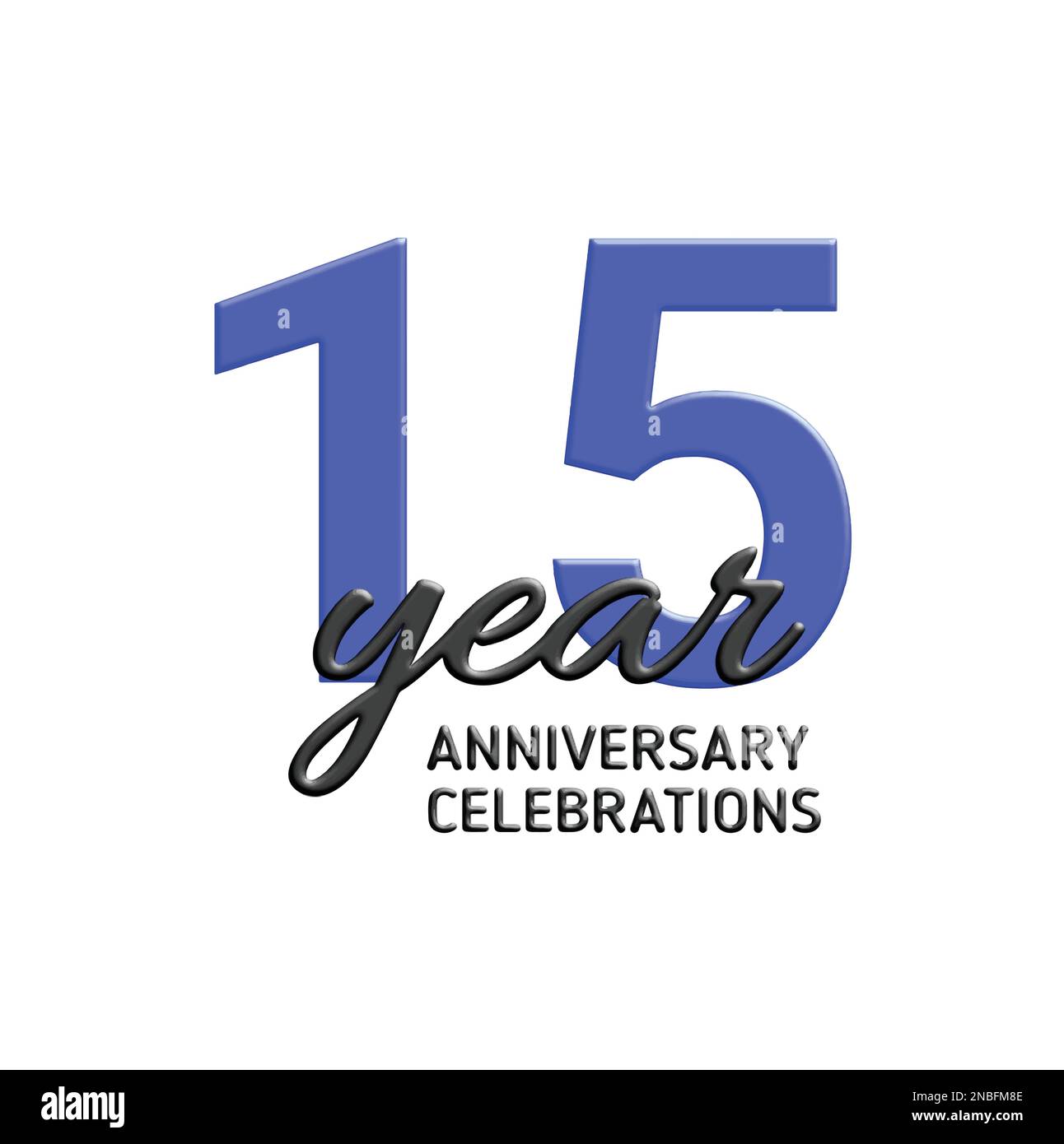 15th anniversary celebration logo design. Vector festive illustration. Realistic 3d sign. Party ...