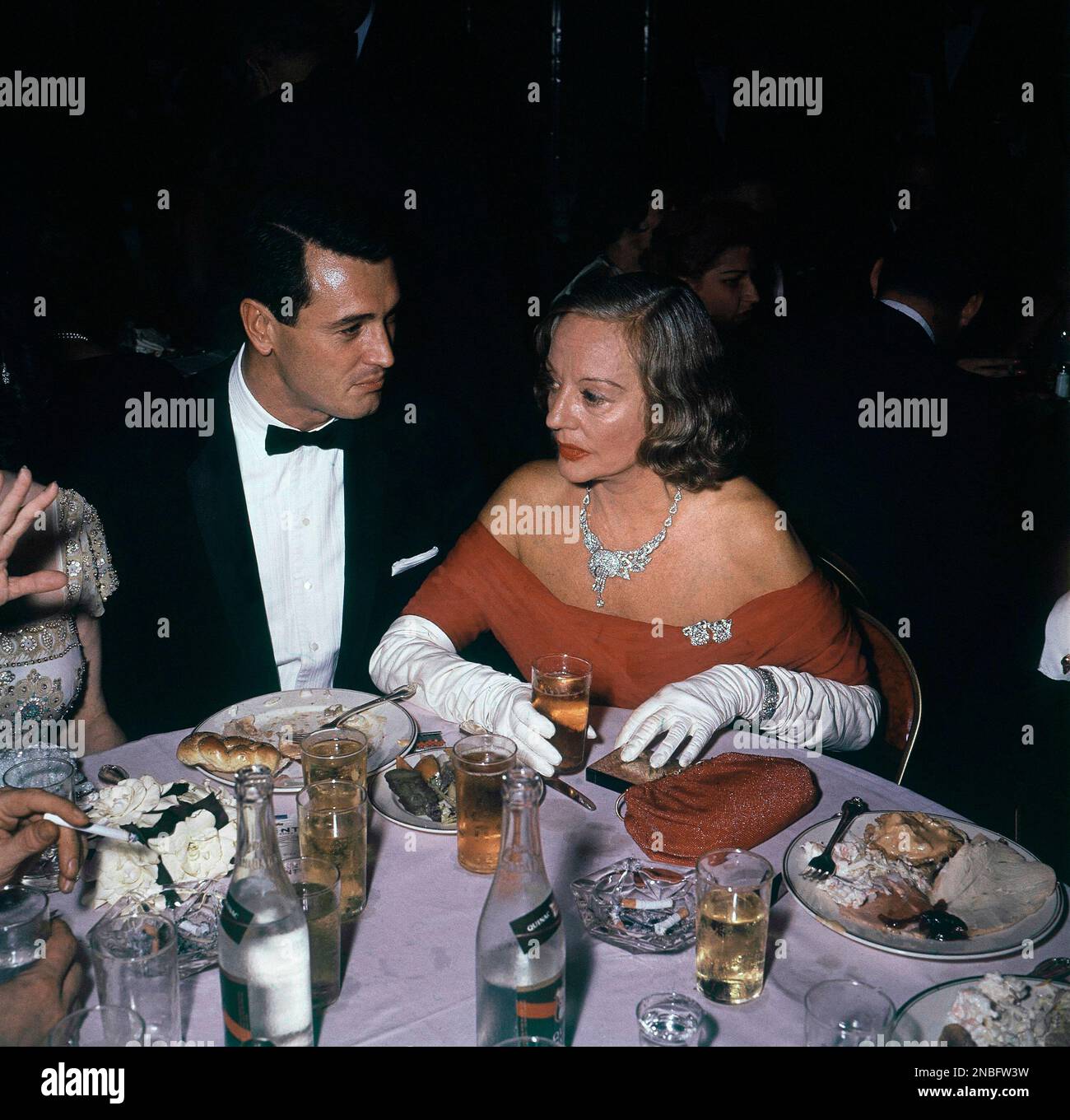 Actor Rock Hudson, with actress Tallulah Bankhead, at the world ...