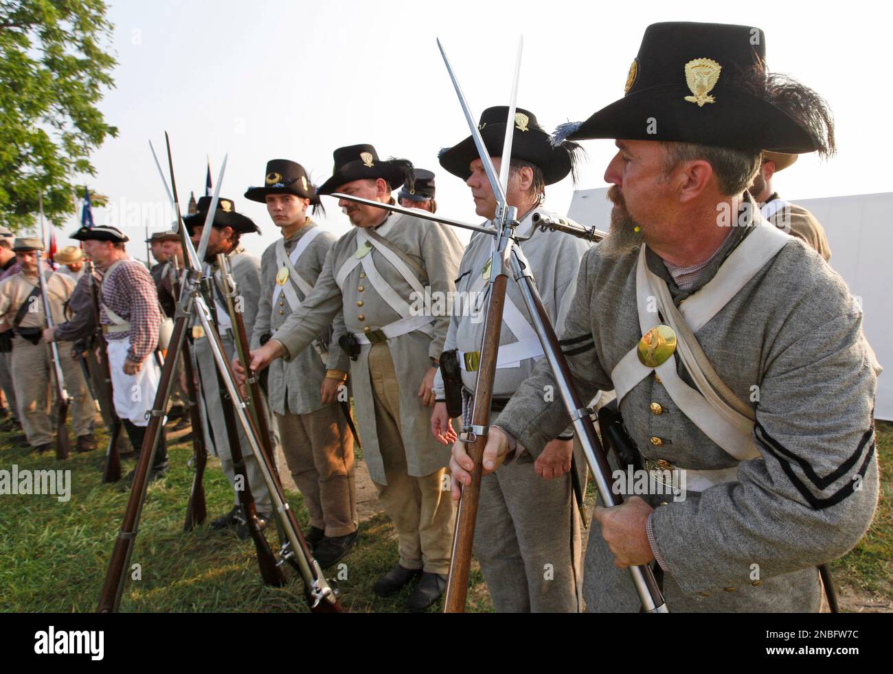 Civil War re-enactors from A Company 4th Infantry of the Confederacy ...