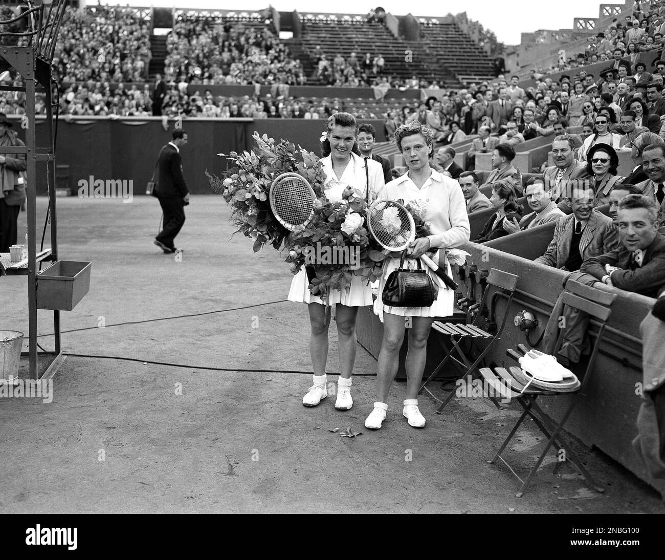 Seen together at the Stade Roland Garros in Paris on May 29, 1948, when ...