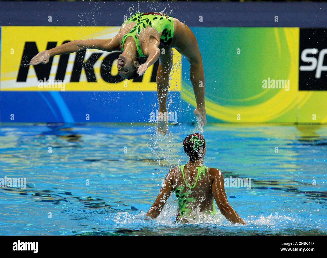 Egypt team compete in the synchronised swimming Teams Free Routine ...
