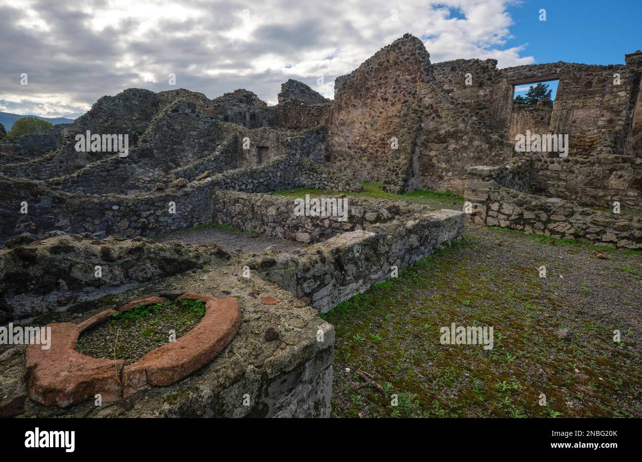 A view of a typical section of ruined houses, neighborhood, little more ...