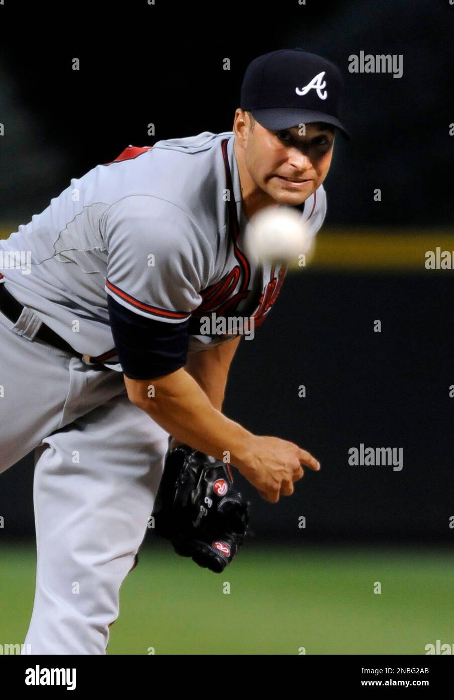 Atlanta Braves starting pitcher Brandon Beachy throws to the plate ...