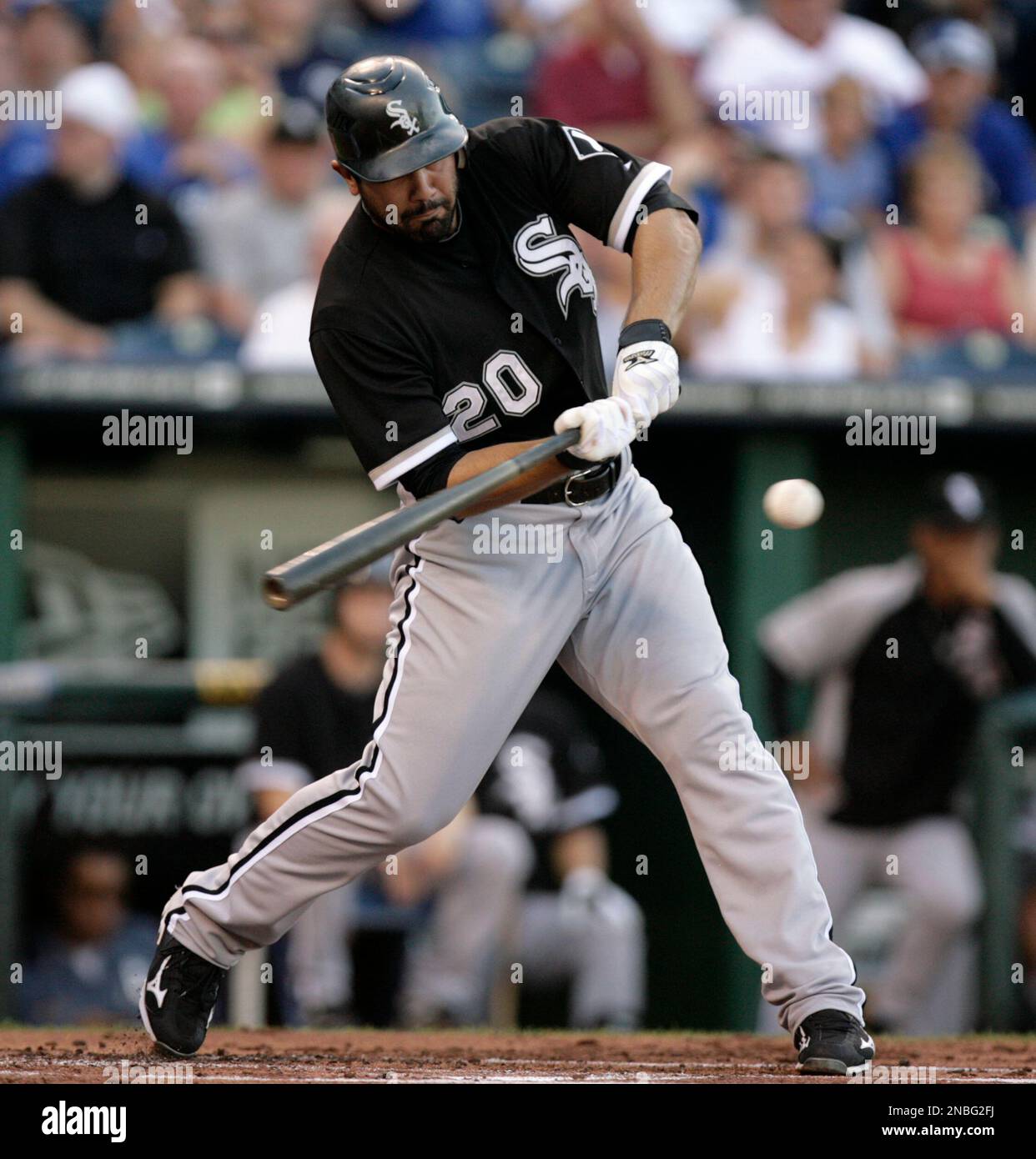 Chicago White Sox's Carlos Quentin drives the ball into center for an ...