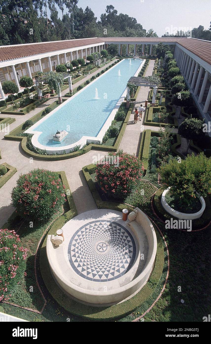 Inner courtyard of the Getty Museum in Los Angeles on Sept. 3, 1983 ...