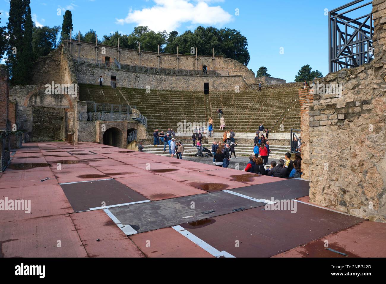 The view from the stage, looking out toward the circular, round stone ...