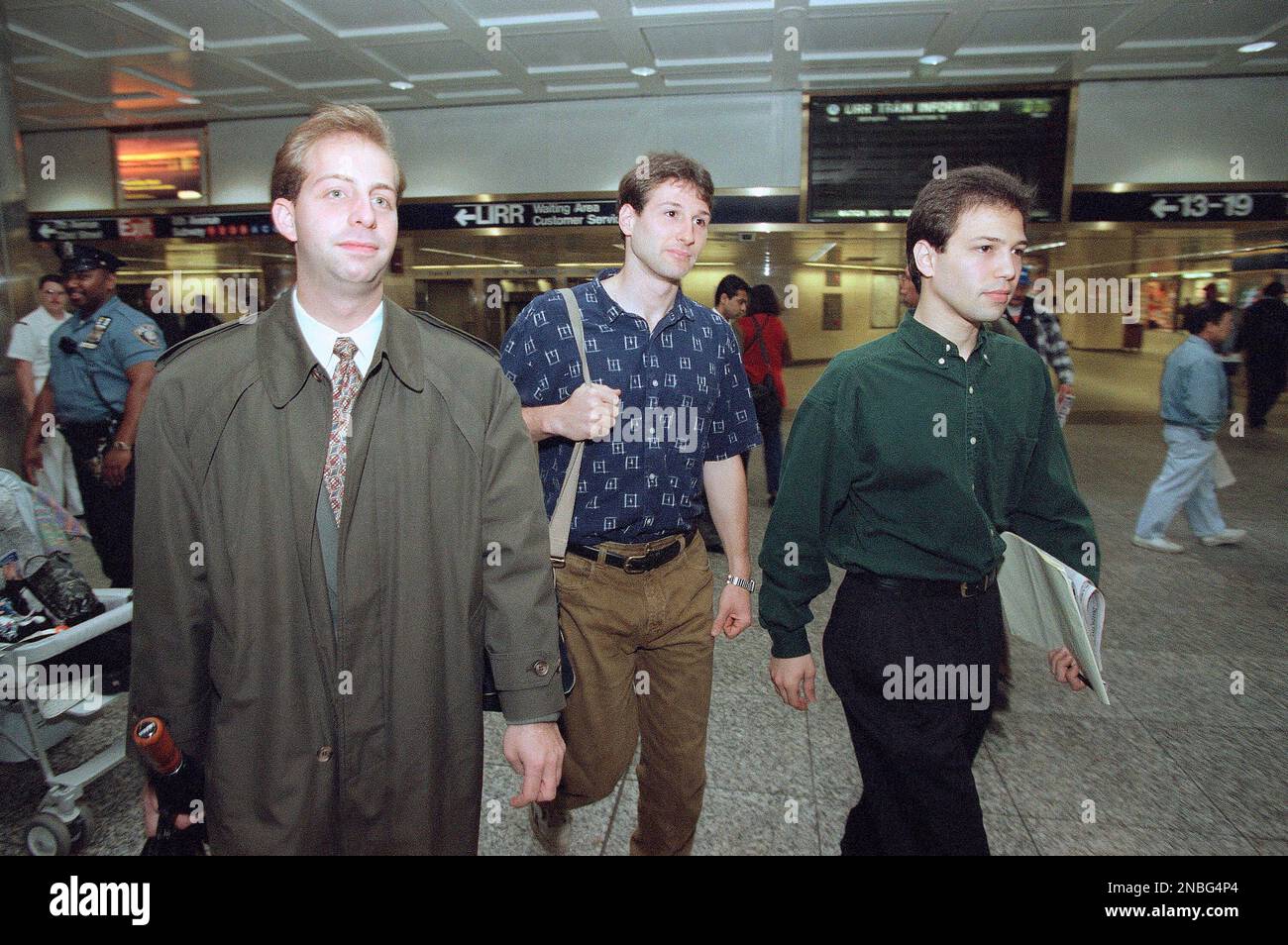 Long Island Rail Road commuters Paul Mass, Ron Remick and Rob Remick ...