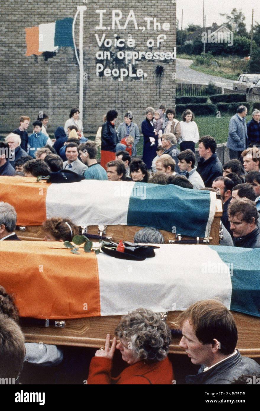 The coffins of the Hart brothers, Gerard Hart and Martin Hart, two of ...