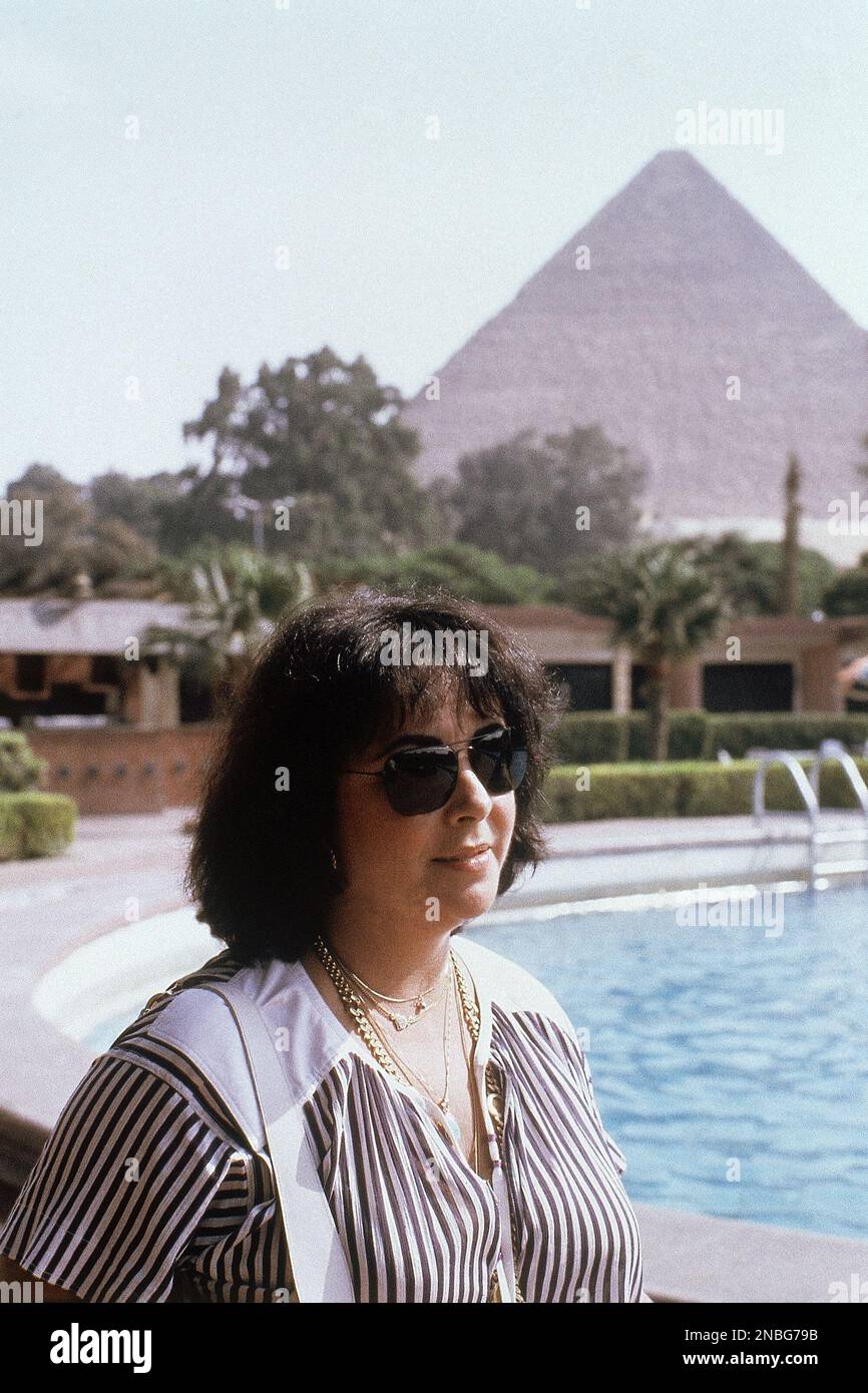 British-born American actress Elizabeth Taylor at the Pyramids during ...