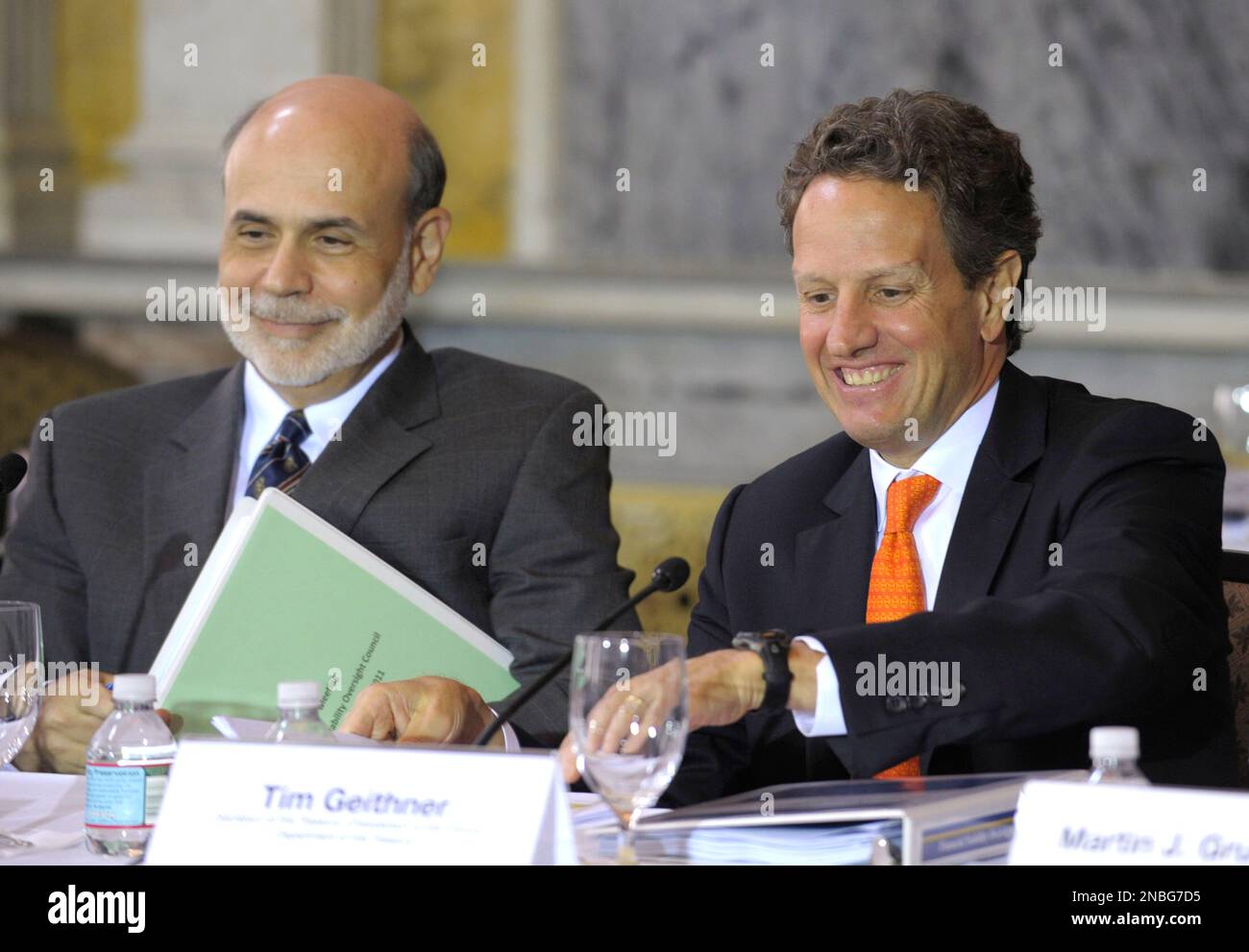 Treasury Secretary Timothy Geithner , right, and Federal Reserve Board ...