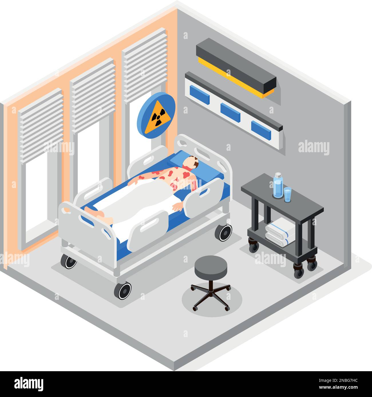 Safety at work place isometric composition with person suffered from ...