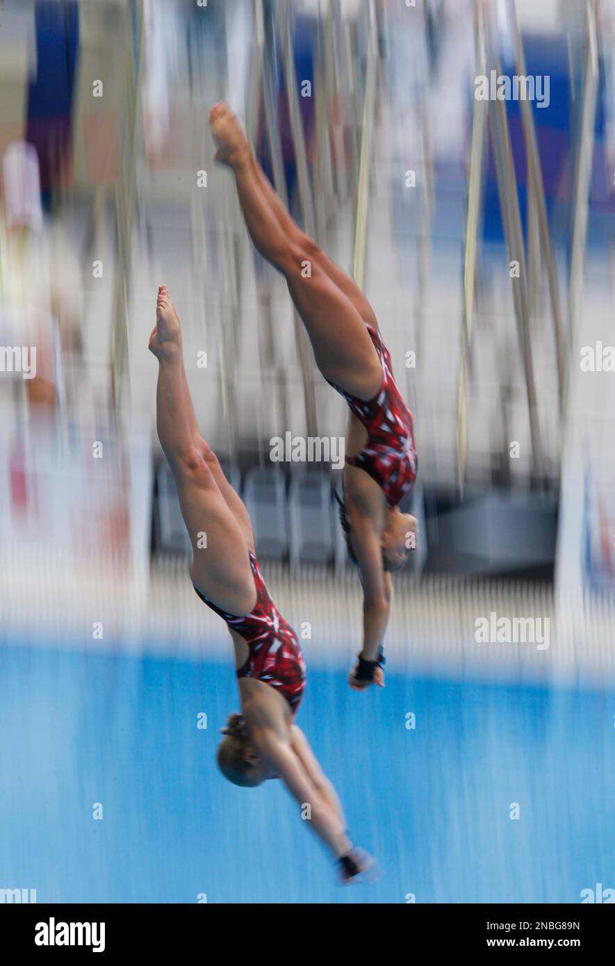 Canada's Meaghan Benfeito and Roseline Filion dive during the women's ...