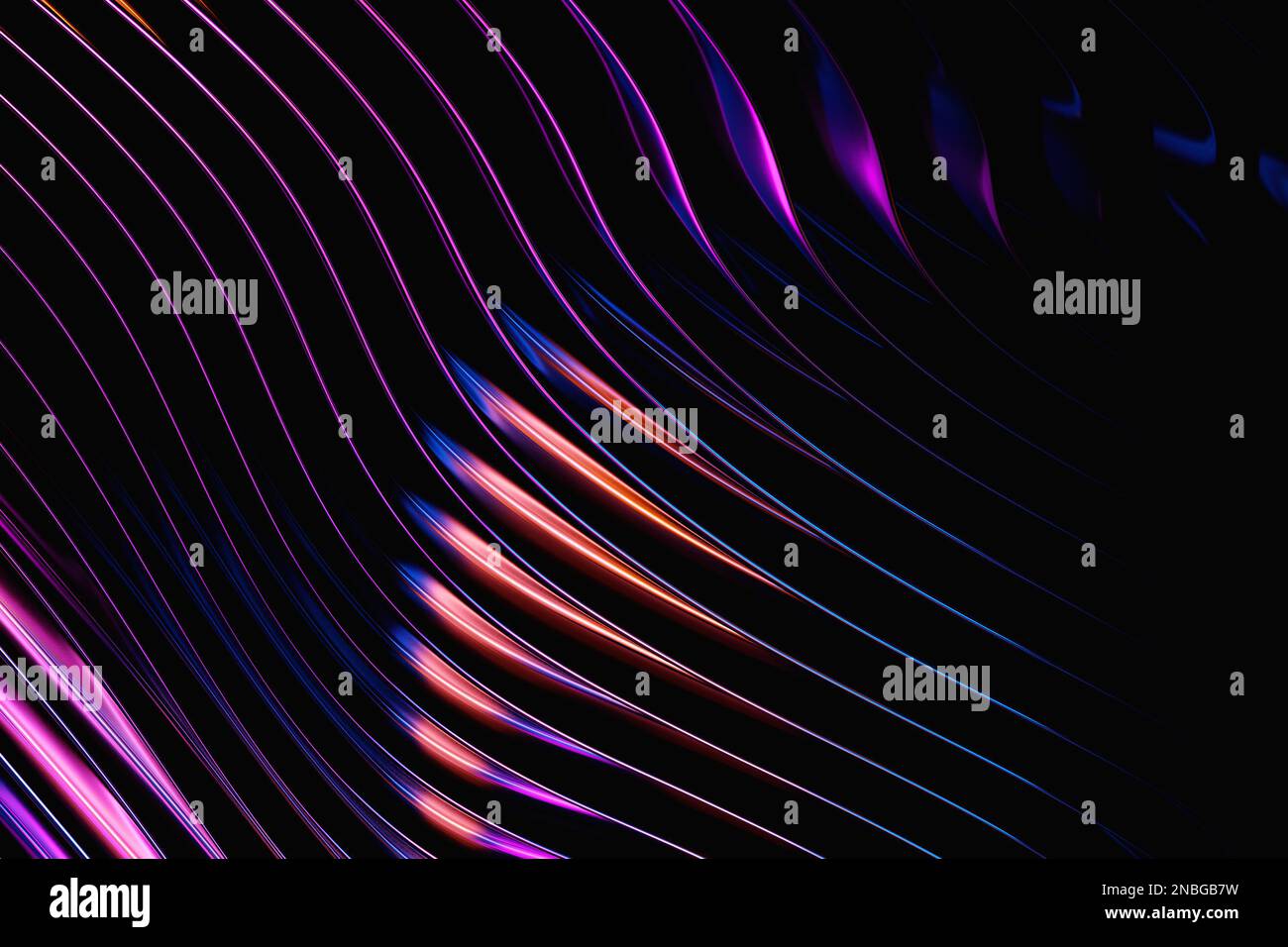 3D illustration, gradient waves from lines and interlacing. Abstract ...